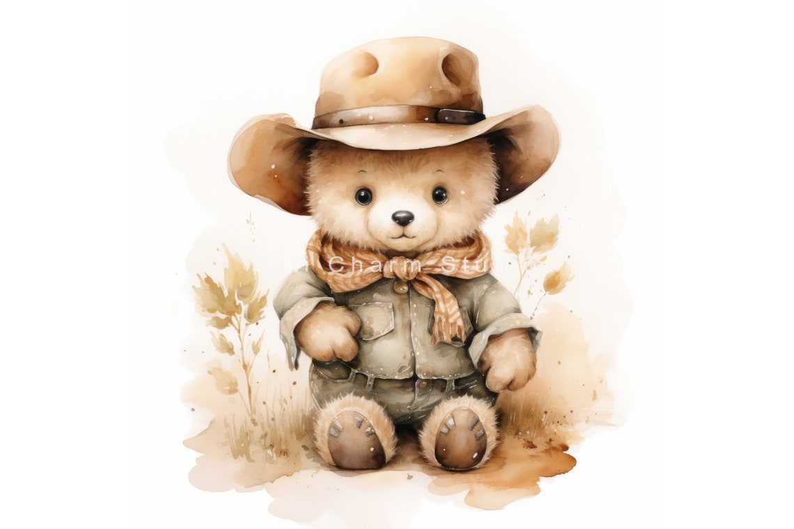 Cowboy Teddy Bear Clipart Bundle High Quality Jpgs Cowboy - Etsy
