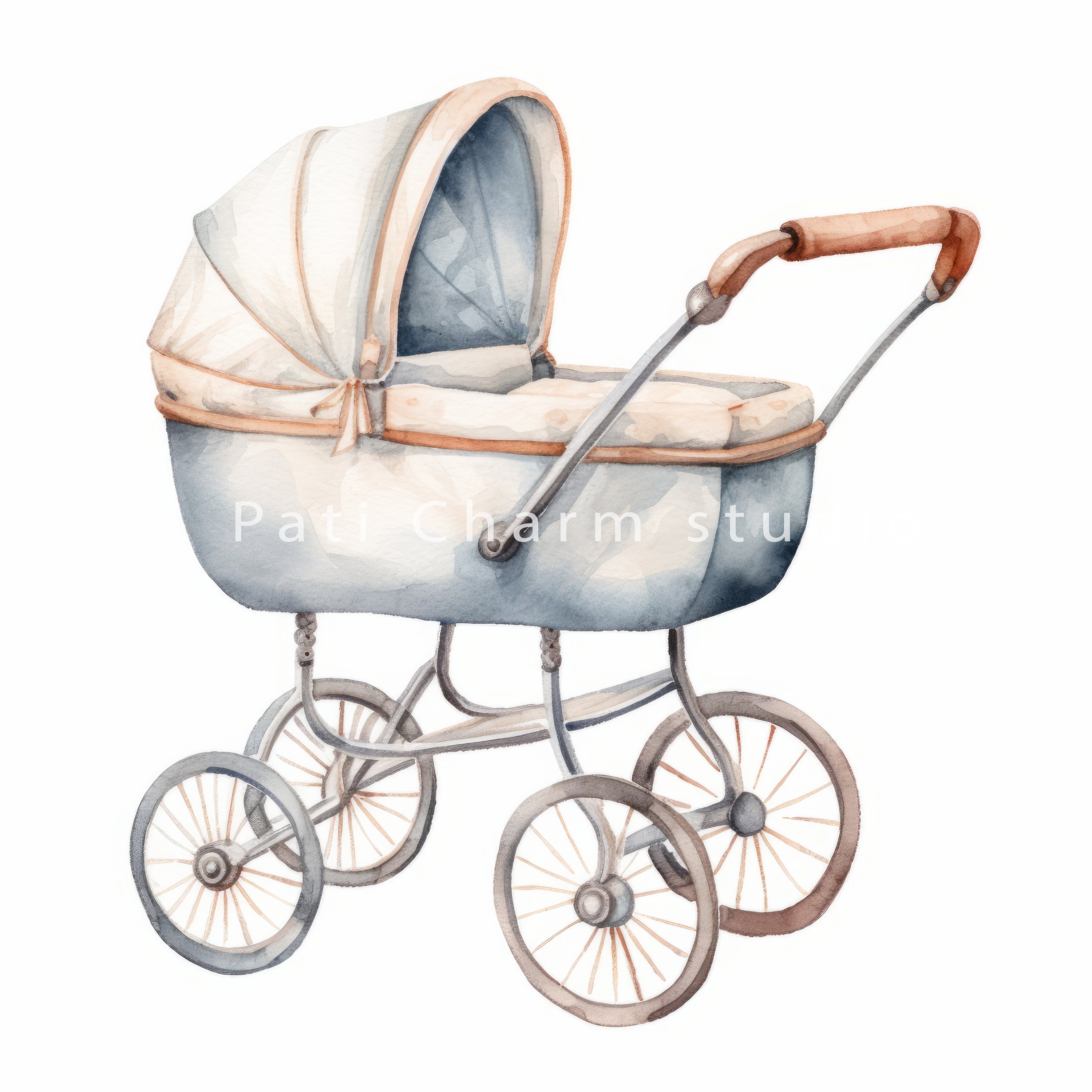 Watercolor Stroller Clipart, Scrapbook Images, High Quality JPG ...