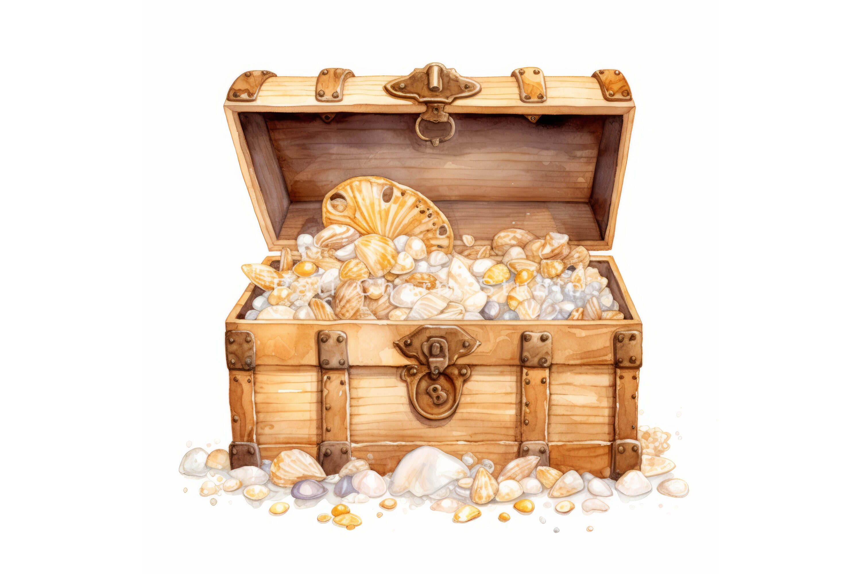 Treasure Chest Clipart Bundle, Watercolor Clipart for Kids, Commercial ...