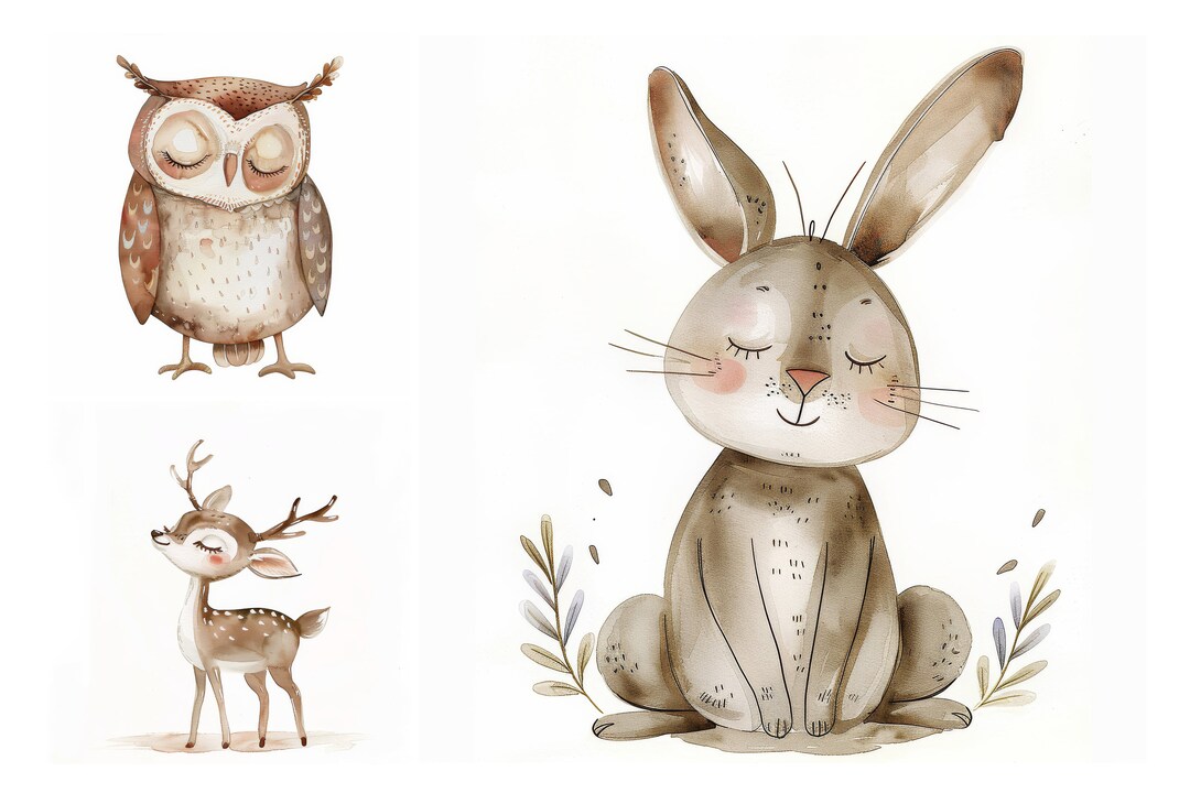 Woodland Animal Clipart Bundle, Nursery Print, High Quality, Digital ...