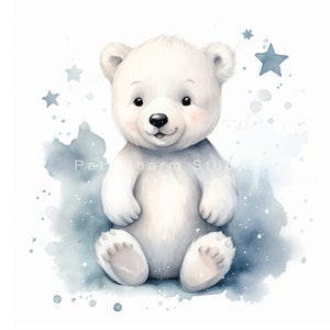 Watercolor Polar Bear Clipart Bundle, High Quality Jpgs, Cute White ...