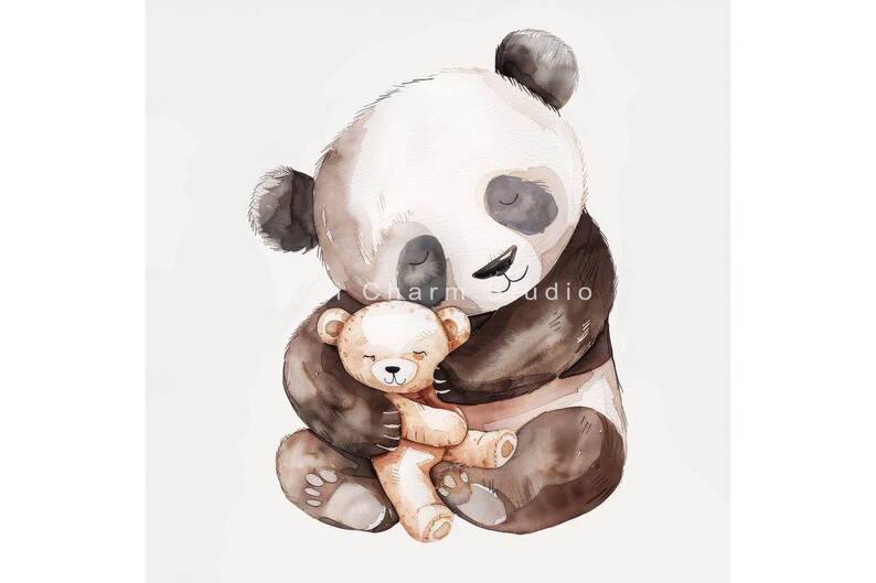 Panda With Teddy Bear Clipart Bundle, High Quality Jpgs, Digital ...