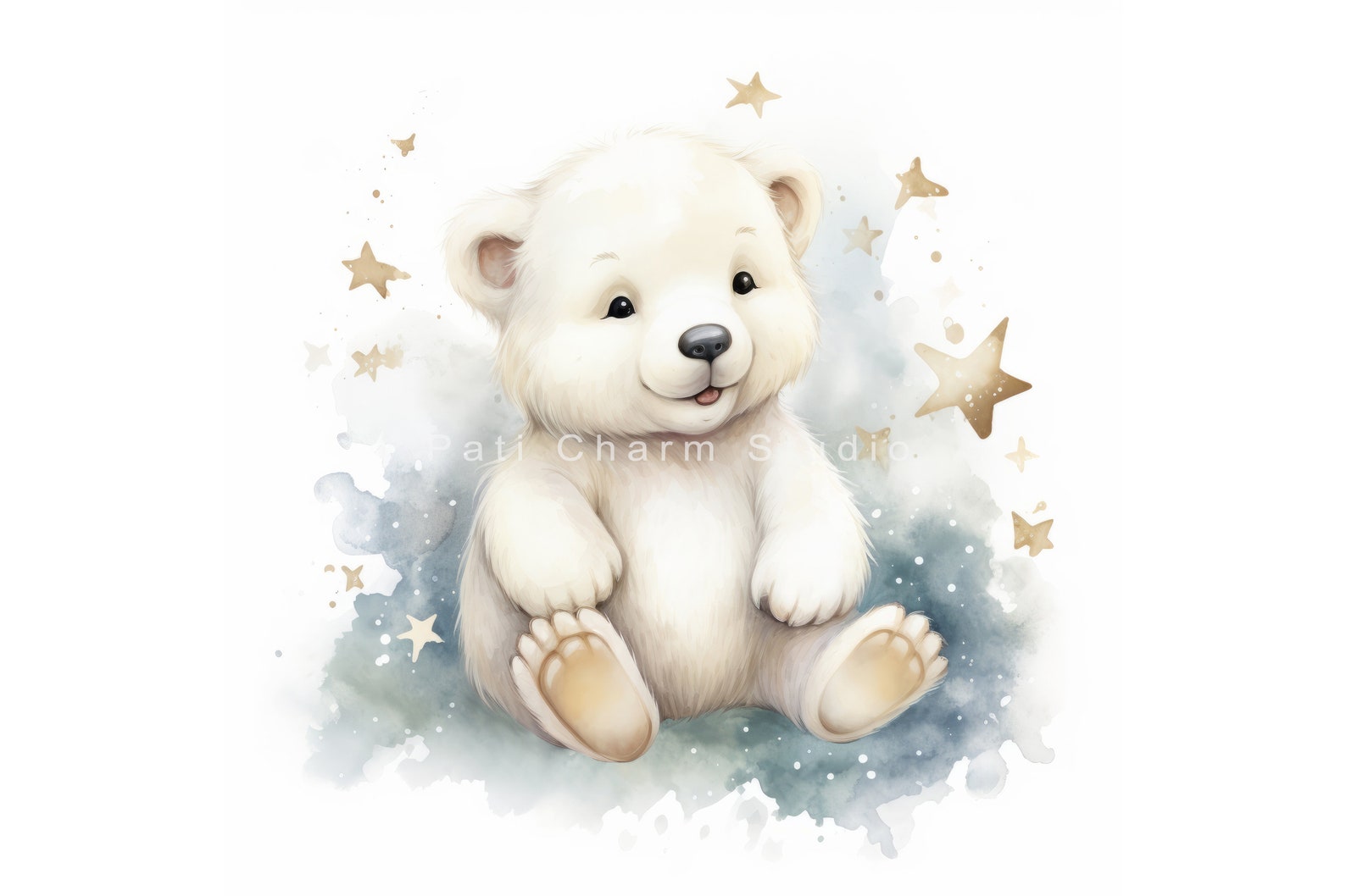 Watercolor Polar Bear Clipart Bundle, High Quality Jpgs, Cute White ...