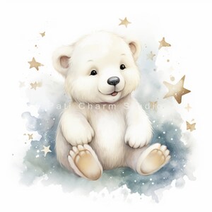 Watercolor Polar Bear Clipart Bundle, High Quality Jpgs, Cute White ...