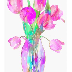 Watercolor Abstract Pink Tulips Clipart Bundle, Flower Clipart, Wedding ...