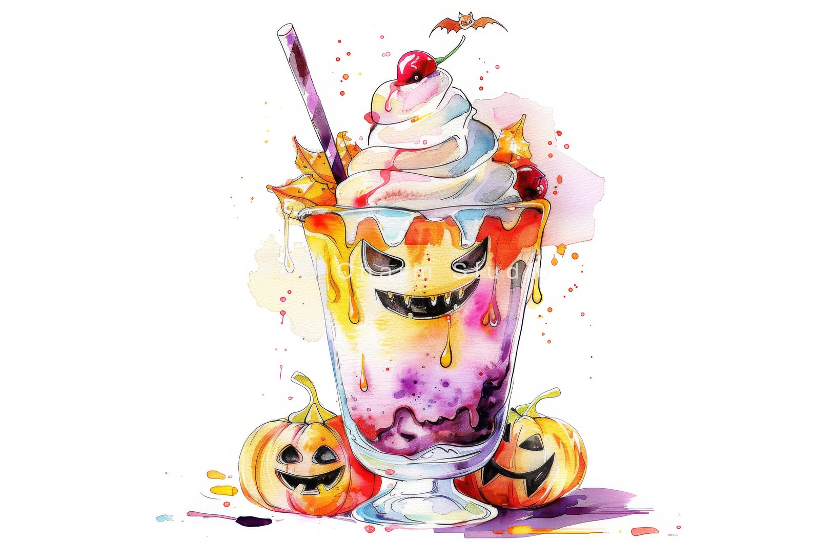 Watercolor Halloween Treat Clipart Bundle, Spooky Clipart, Junk Journal ...