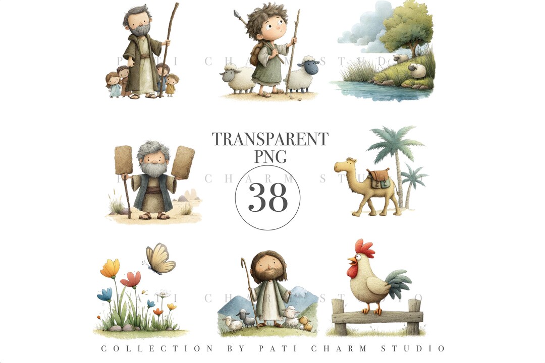 38 Nativity Clipart Set, Bonus Video, Watercolor Christmas Bible Story ...
