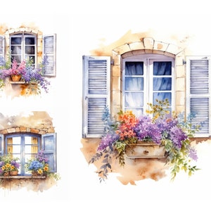 Watercolor Window Clipart Bundle, High Quality Jpgs, Romantic Clipart ...