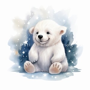 Watercolor Polar Bear Clipart Bundle, High Quality Jpgs, Cute White ...