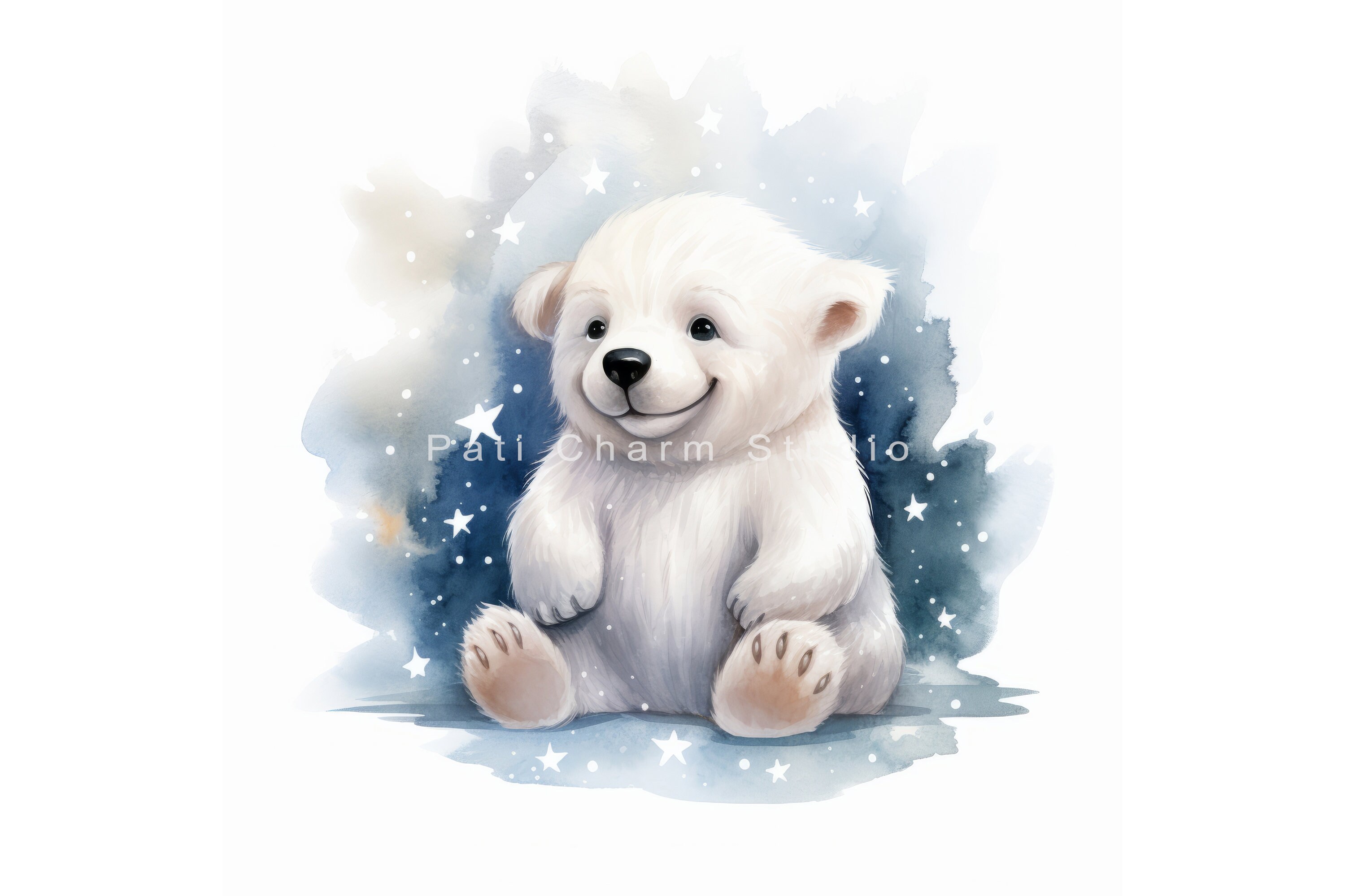 Watercolor Polar Bear Clipart Bundle, High Quality Jpgs, Cute White ...