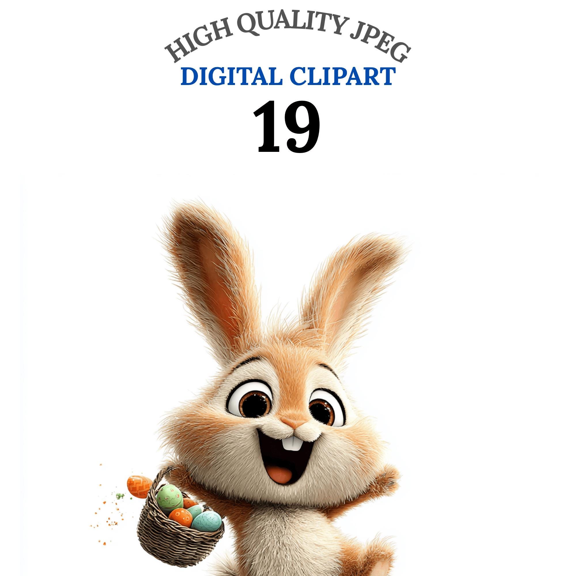 Easter Bunny Clipart Set, Cute Bunny With Eggs, Spring Bunny ...