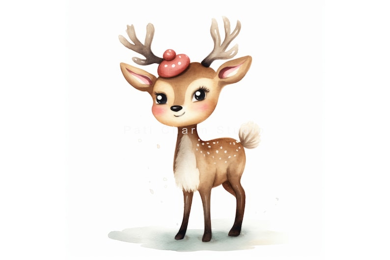 Christmas Reindeer Clipart PNG, Cute Reindeer Art for Baby Shower Wall ...