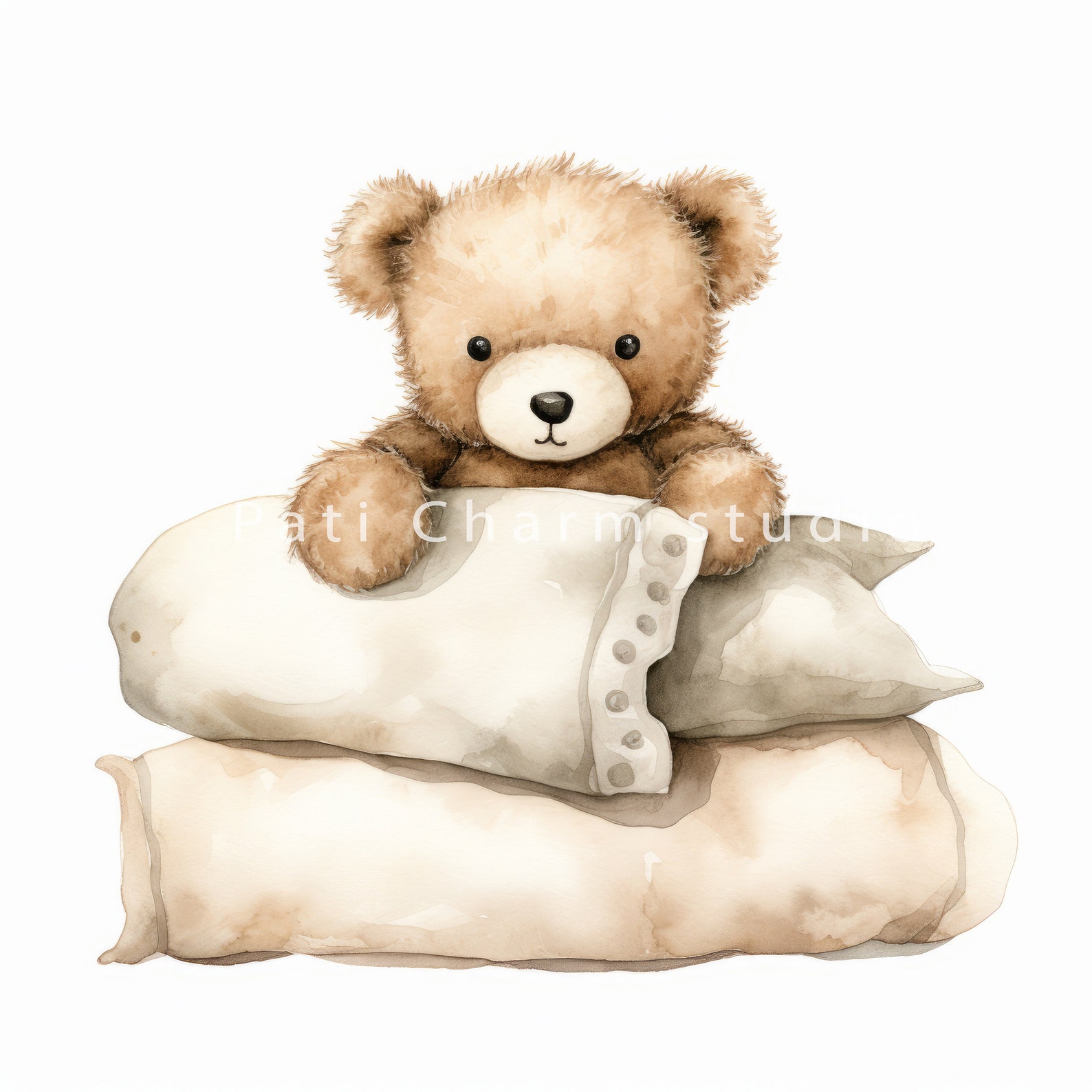 Cozy Teddy Bear Clipart, High Resolution JPG, Nursery Clipart Bundle ...