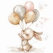 9 Sweet Bunny Flying on Balloons Clipart Bundle, High Quality Jpgs ...