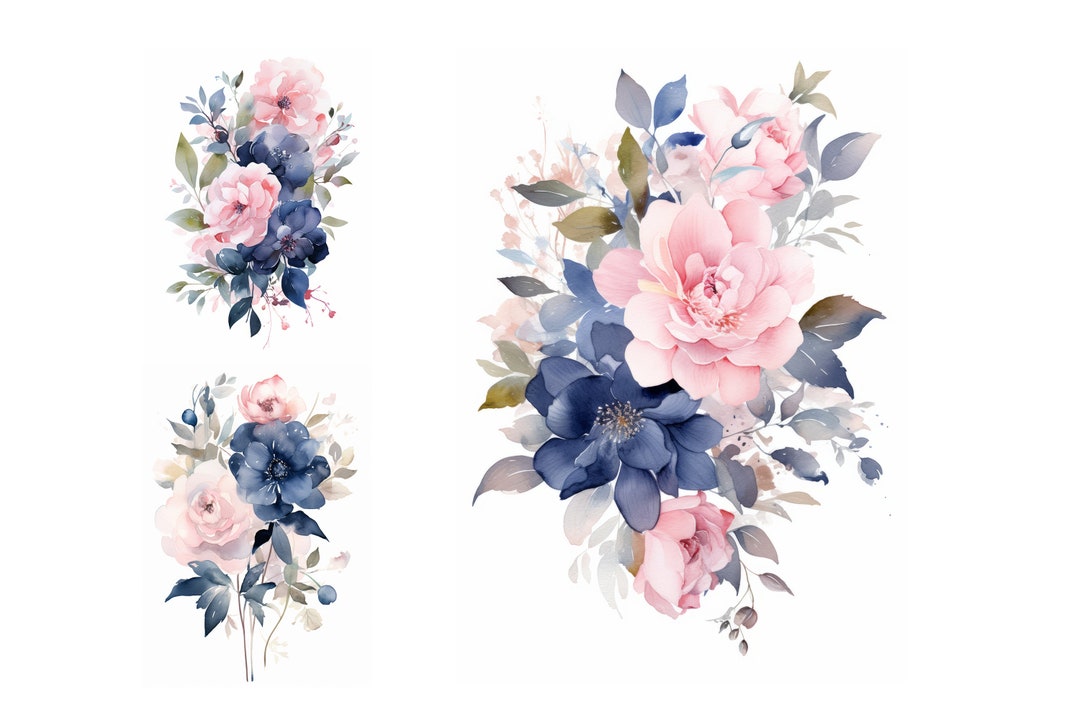 Watercolor Flower Clipart Bundle, Digital Download, Wedding Clipart ...