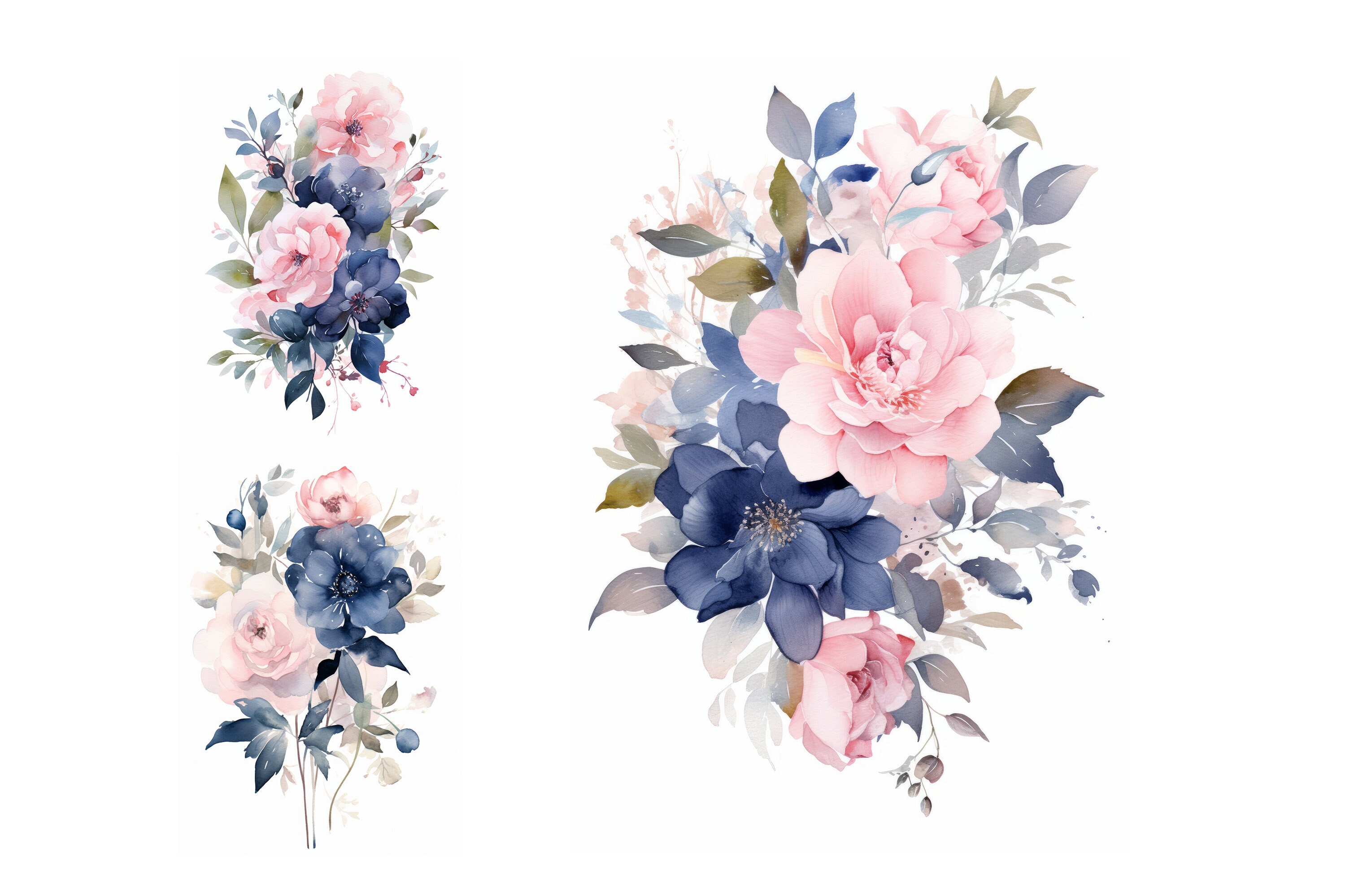 Watercolor Flower Clipart Bundle, Digital Download, Wedding Clipart ...