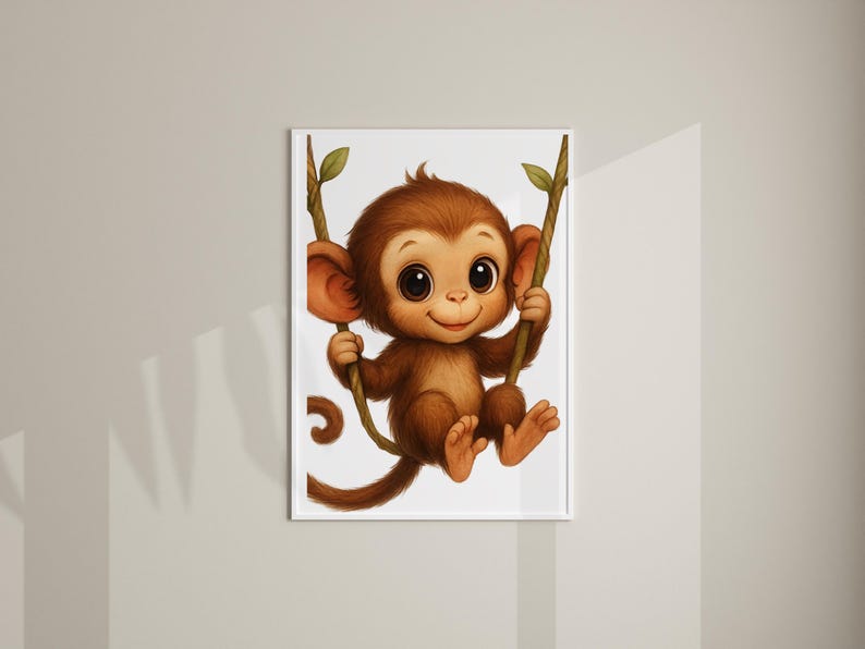 Baby Monkey Clipart PNG, Watercolor Jungle Safari Animals, Cute Monkey ...