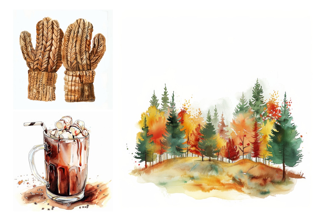 Watercolor Autumn Clipart Bundle, Fall Leaves Clipart, Acorn Clipart ...