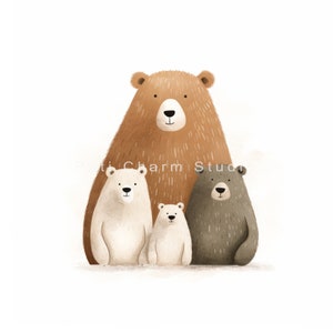 Cute Bear Family Clipart Bundle, High Quality Jpgs, Watercolor Nursery ...