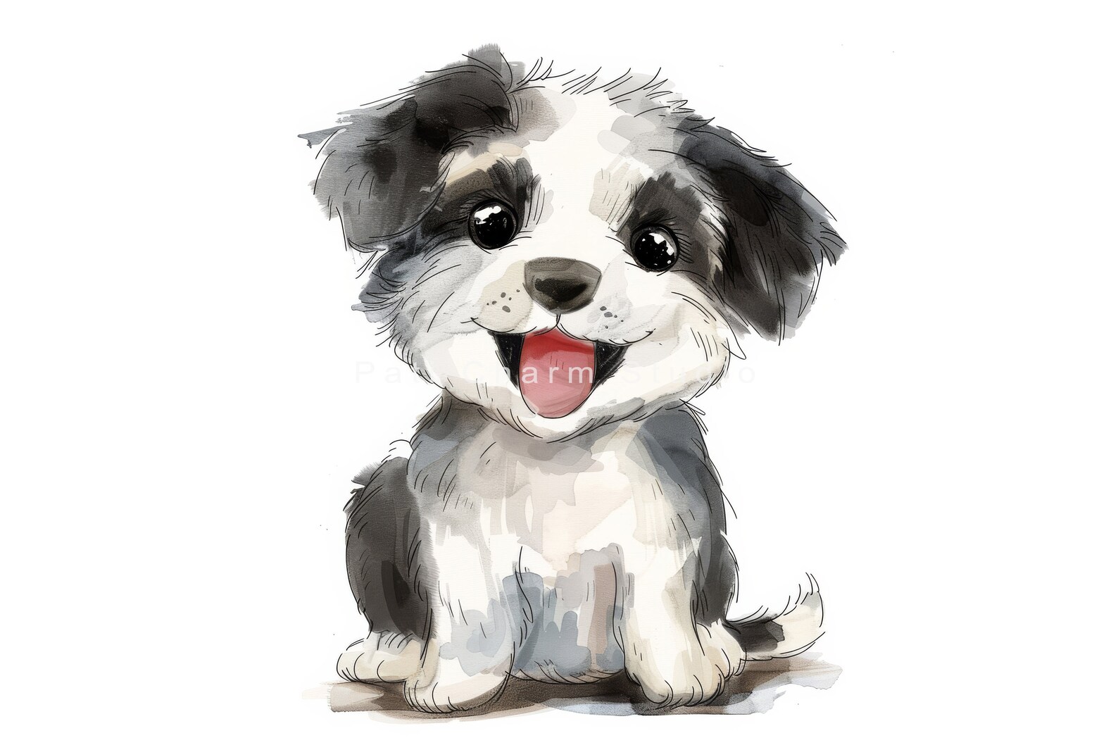 Nursery Cute Dog Clipart Set, Black and White Puppy Clipart, Kids Wall ...