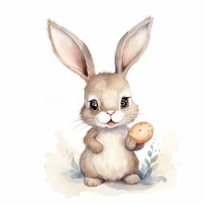 Easter Bunny With Egg Clipart Bundle, Easter Egg Clipart, Cute Easter ...