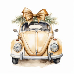 Christmas Cars Retro Clipart Bundle, Vintage Car Holiday Clipart ...