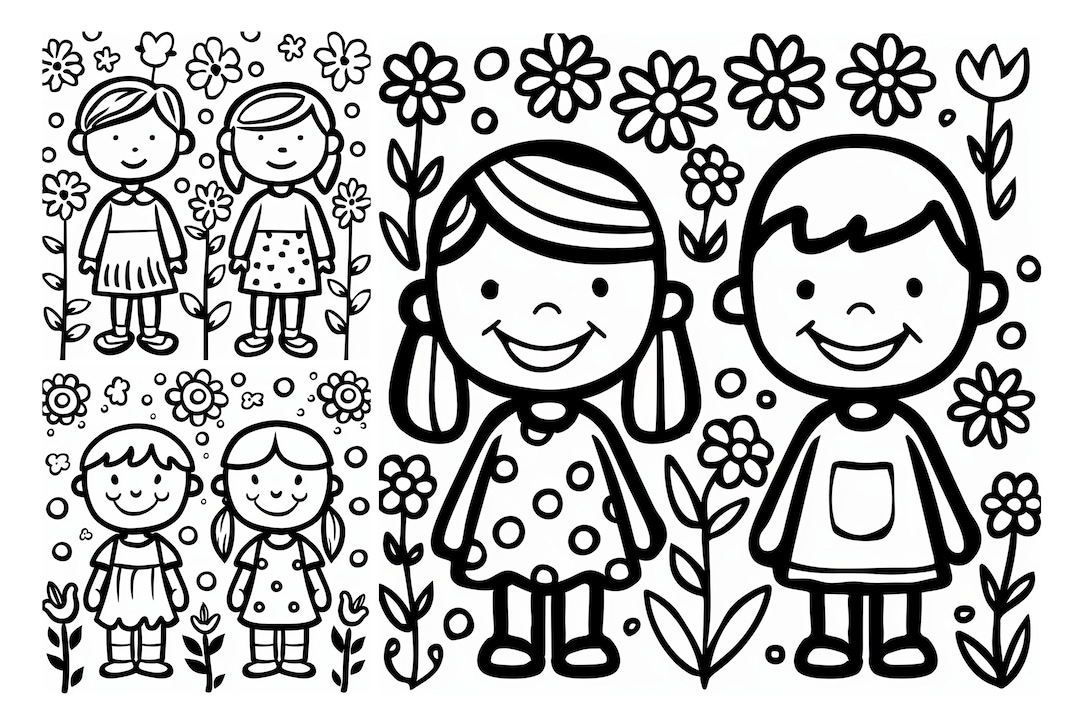 Happy Kids Coloring Page for Kids, Instant Download, Coloring Book ...