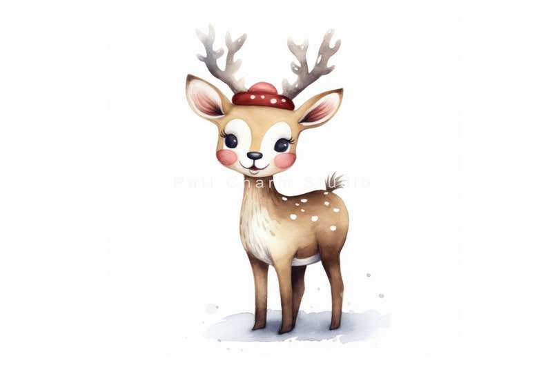 Christmas Reindeer Clipart PNG Cute Reindeer Art for Baby - Etsy