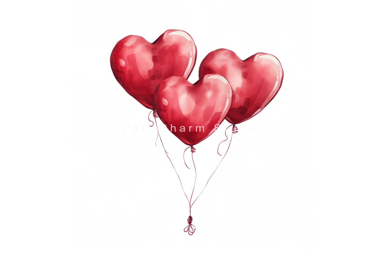 Watercolor Heart Balloons Clipart Bundle, Valentines Day Clipart ...