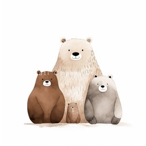 Cute Bear Family Clipart Bundle, High Quality Jpgs, Watercolor Nursery ...