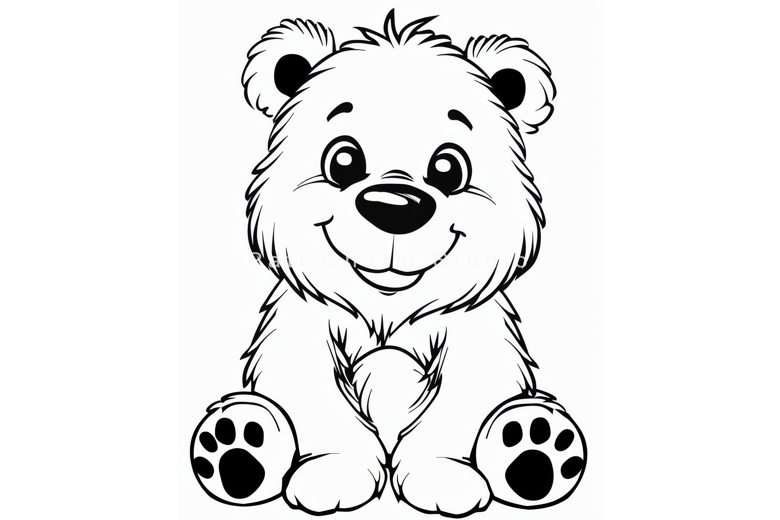 Cute Bear Coloring Page for Kids, Instant Download, Coloring Book ...