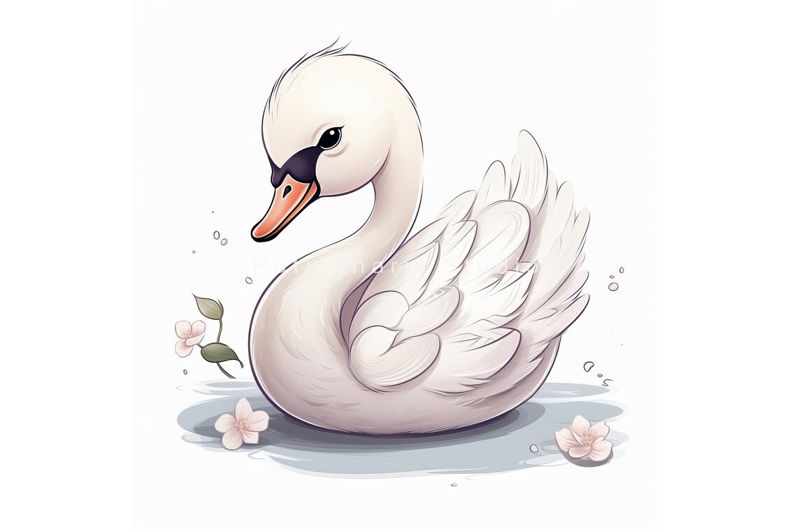 Cute Baby Swan Clipart Bundle, High Quality Jpgs, Baby Swan Nursery Art ...