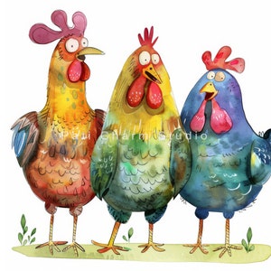Funny Chicken Clipart Bundle, Funny Digital Graphics, Commercial Use ...