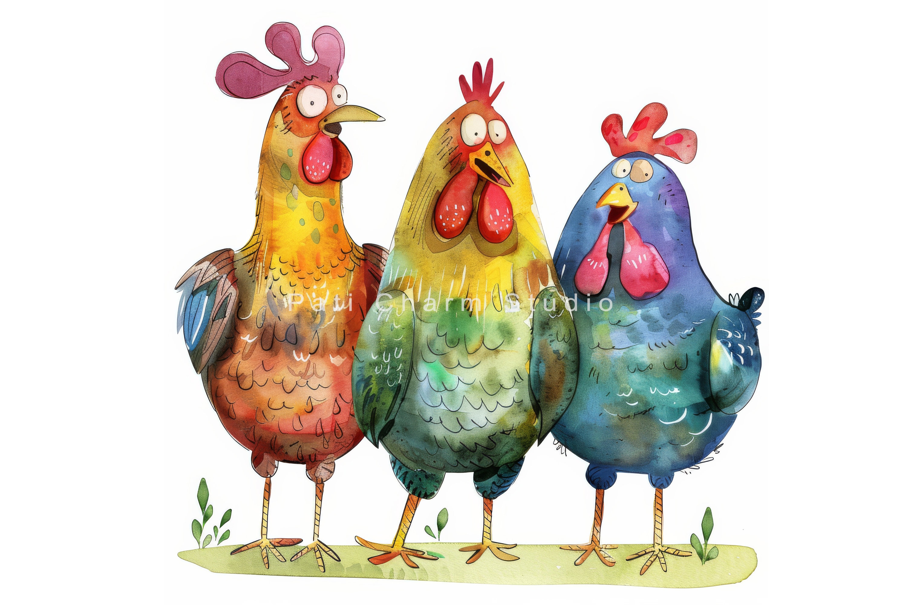 Funny Chicken Clipart Bundle, Funny Digital Graphics, Commercial Use ...