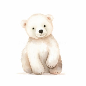 Watercolor Cute White Bear Clipart Bundle, Digital Download, High ...