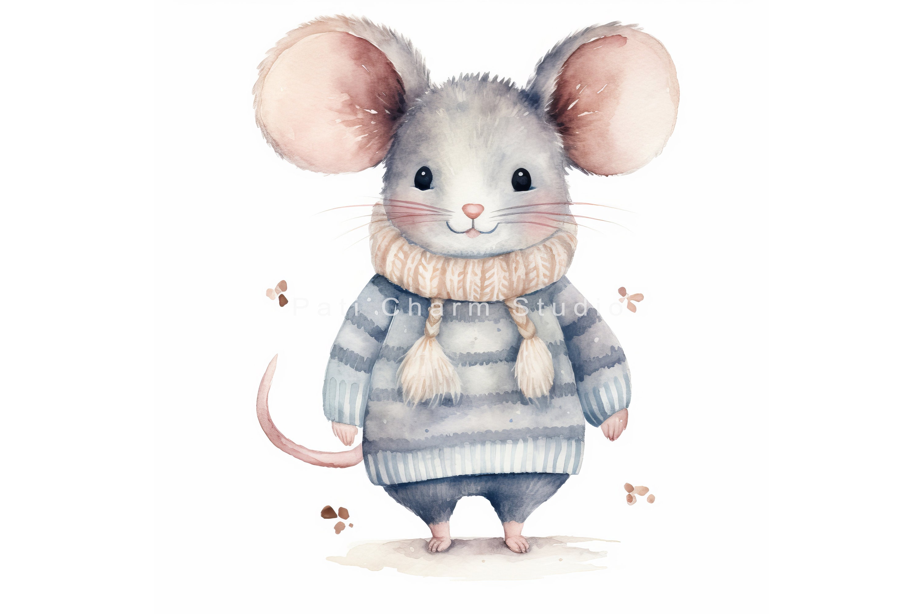 Winter Mouse in Sweater Digital Clipart, High Quality Jpgs, Christmas ...