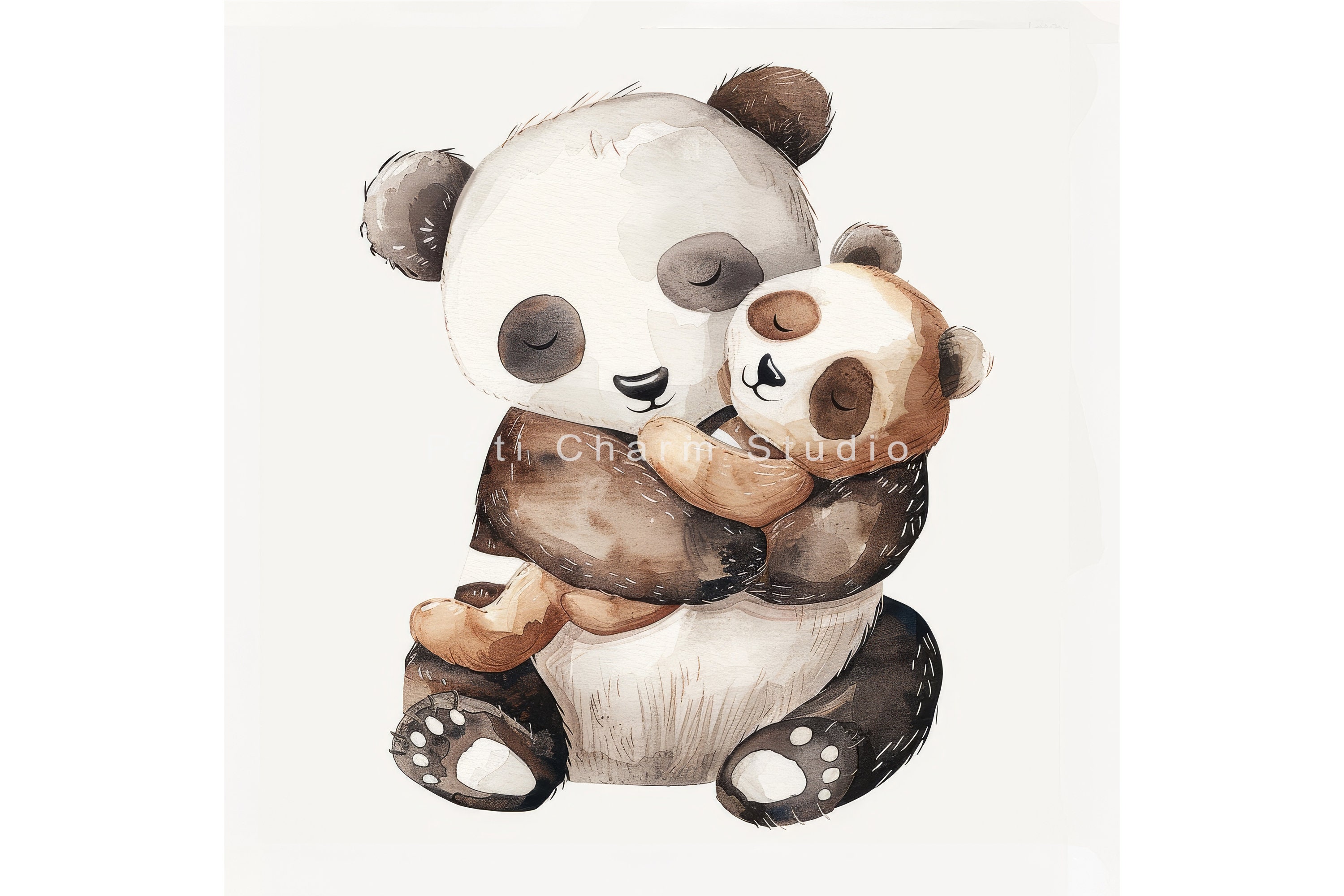 Panda With Teddy Bear Clipart Bundle, High Quality Jpgs, Digital ...