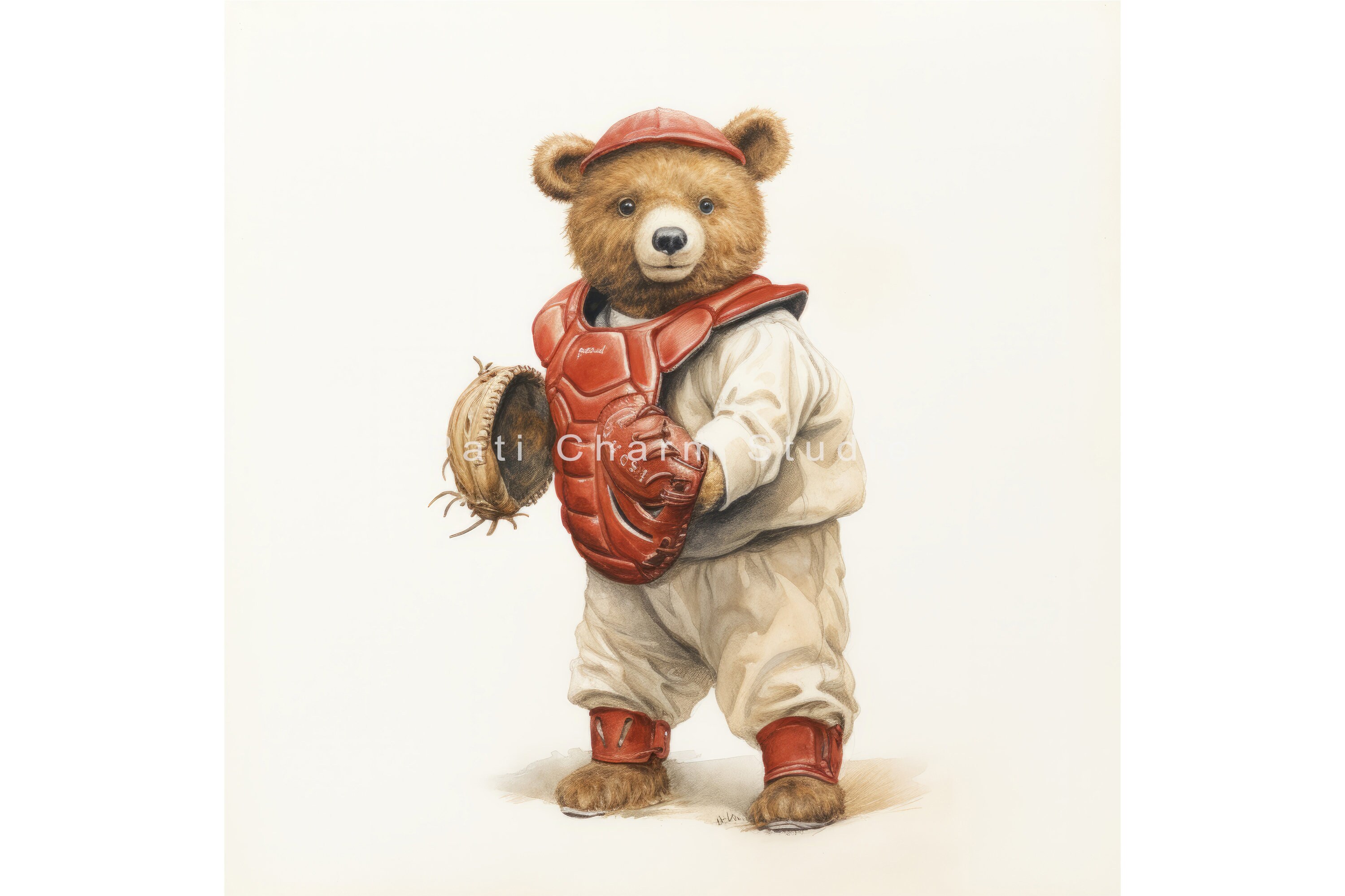 Cute Teddy Bear Baseball Player Clipart High Quality Jpgs - Etsy