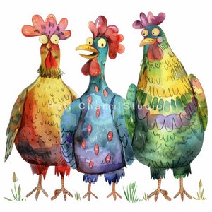 Funny Chicken Clipart Bundle, Funny Digital Graphics, Commercial Use ...