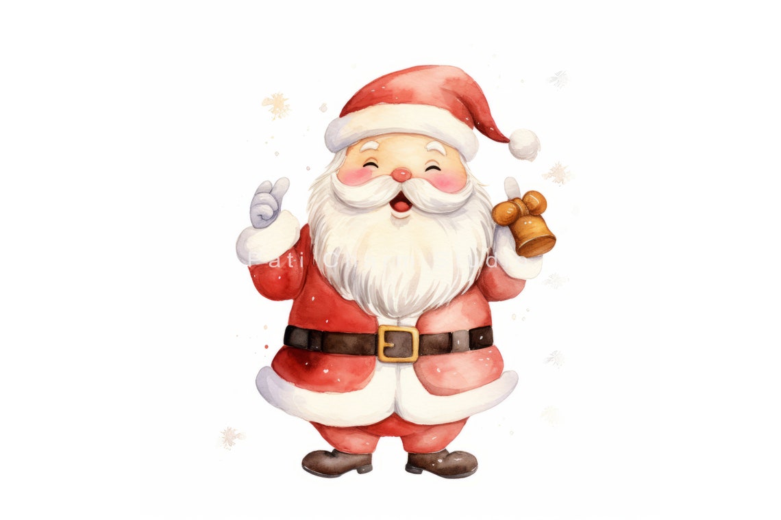 Santa Claus Watercolor Clipart Bundle, Cute Santa Claus, Winter Holiday ...