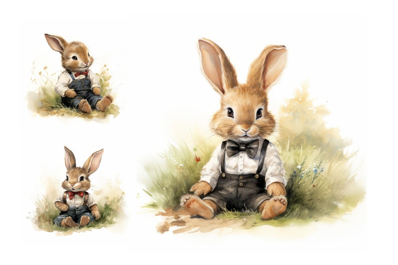 Beatrix Potter Inspired Rabbits Clipart Bundle 9 High Quality Jpgs ...