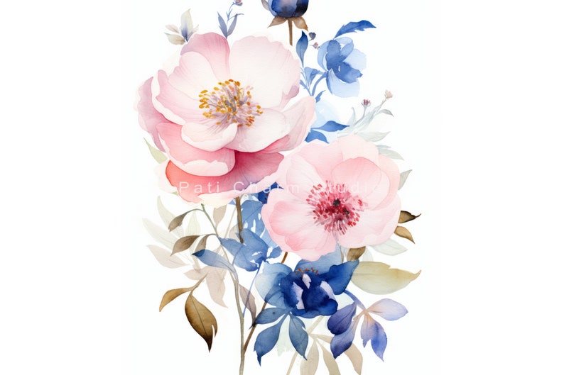 Watercolor Flower Clipart Bundle, Digital Download, Wedding Clipart ...