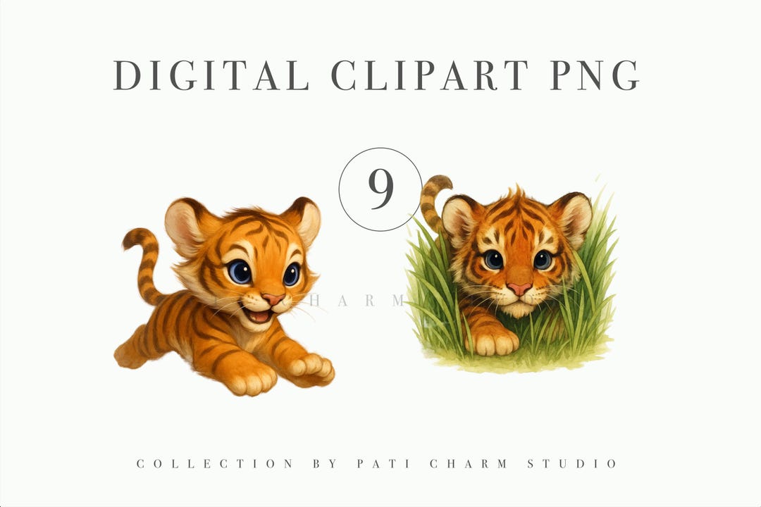 Baby Tiger Clipart PNG, Watercolor Jungle Safari Animals, Cute Tiger ...