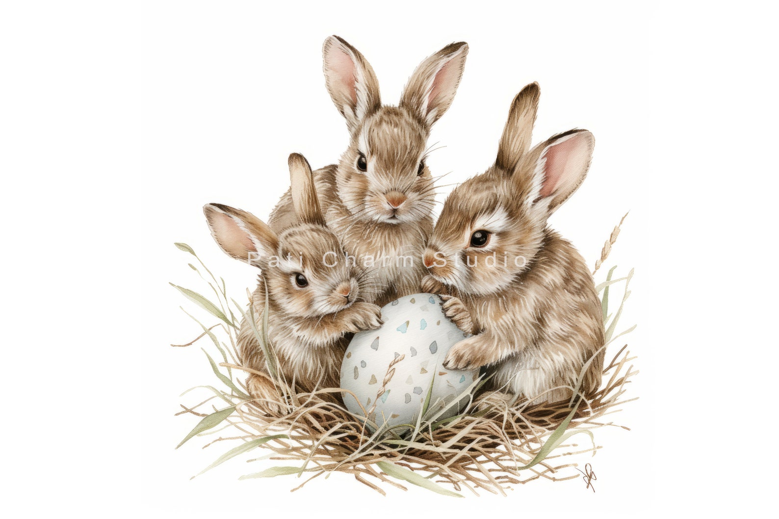 Easter Bunny Family Clipart Bundle, Digital Clipart, Watercolor Easter ...