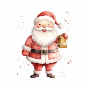 Santa Claus Watercolor Clipart Bundle, Cute Santa Claus, Winter Holiday ...