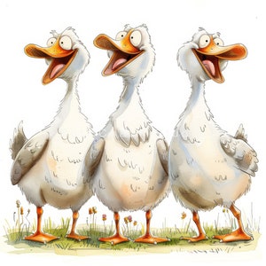 Happy Goose Clipart Bundle Watercolor Animal Clipart, Pink Clipart ...