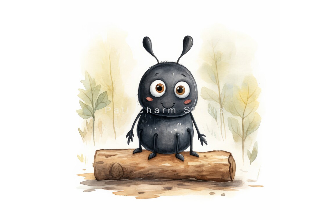 Watercolor Bugs Clipart Bundle, Funny Bug Clipart, Nursery Wall Art ...