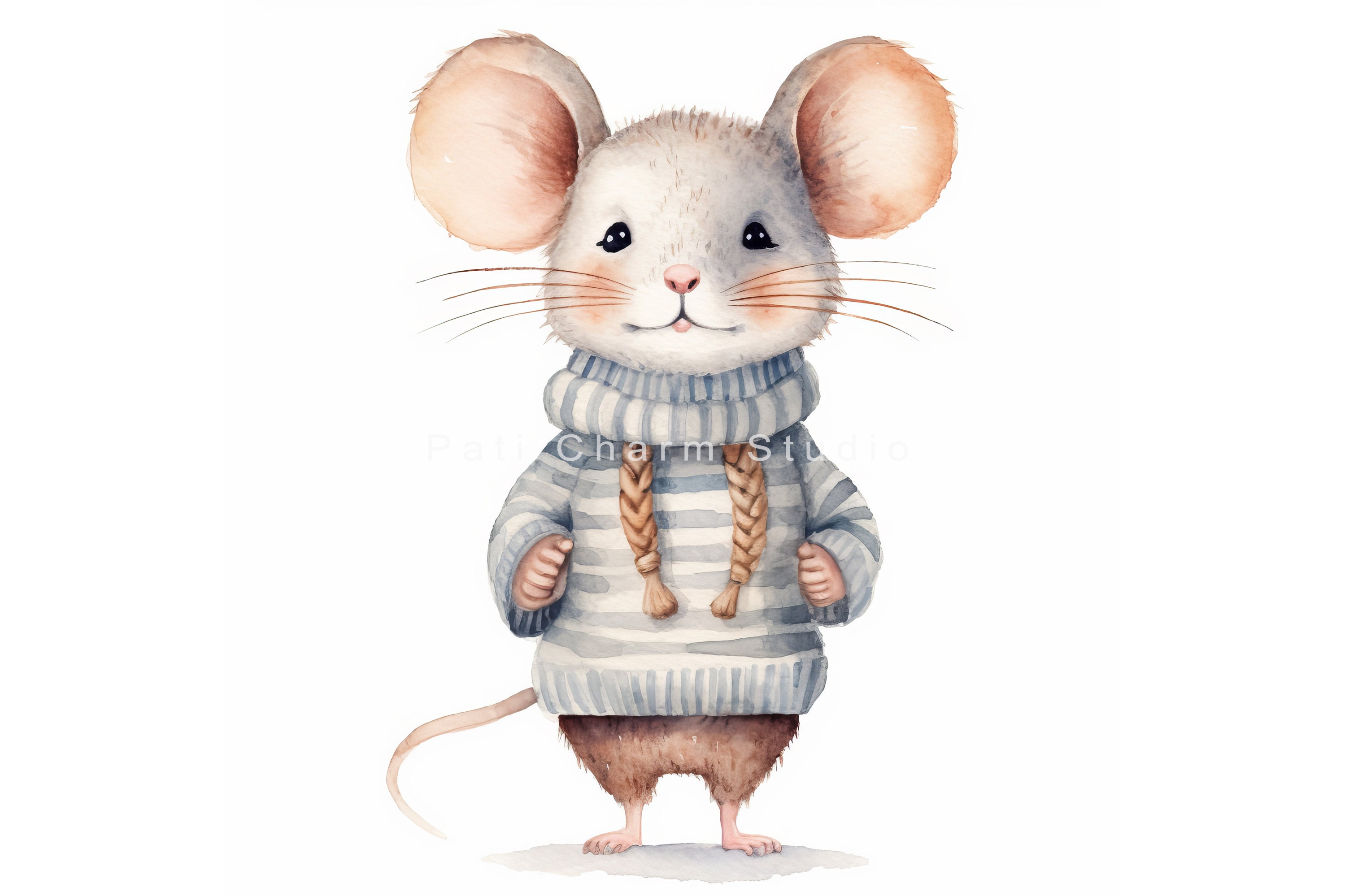 Winter Mouse in Sweater Digital Clipart, High Quality Jpgs, Christmas ...