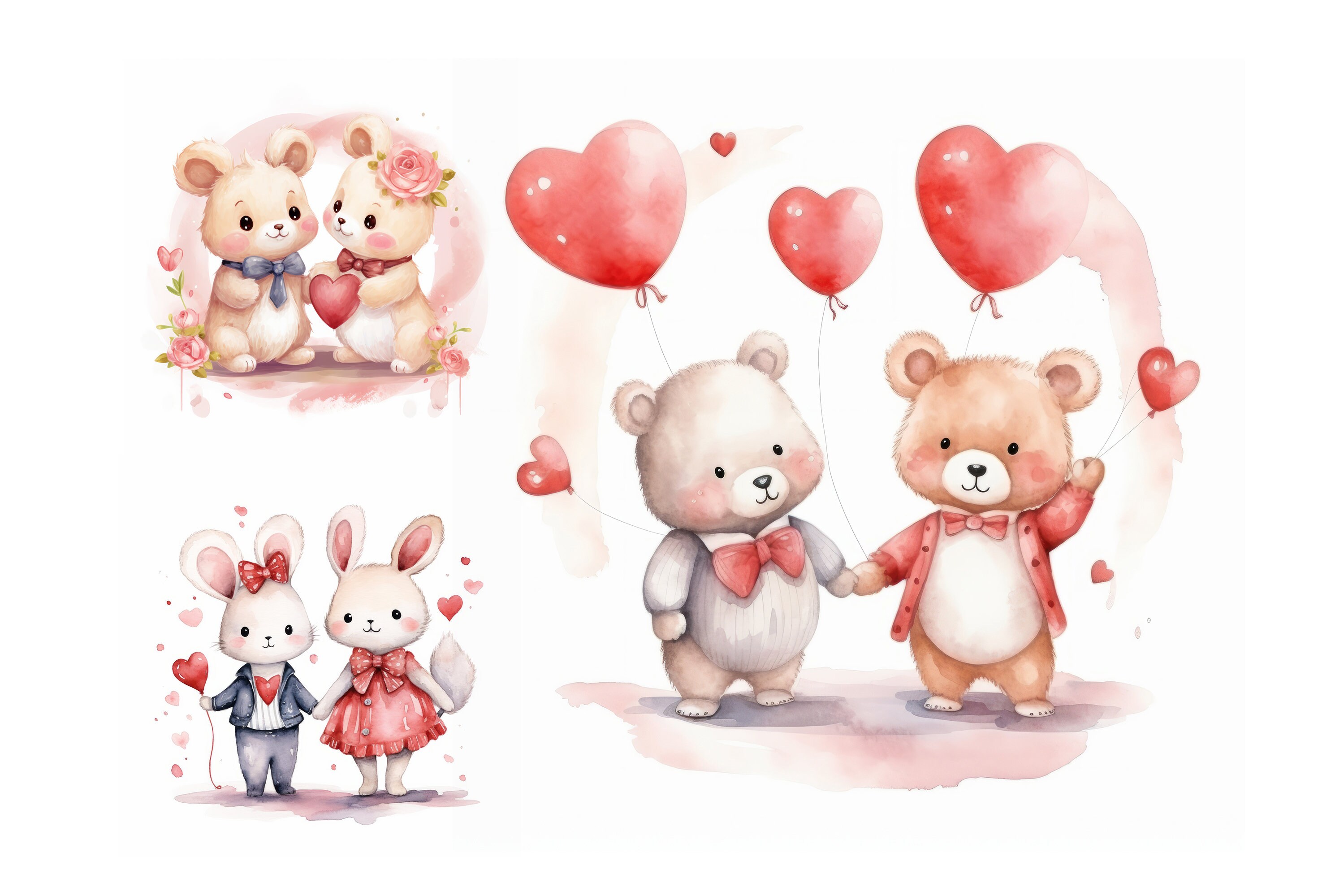 Valentines Day Clipart Bundle, Cute Love Bear Clipart, Valentine Bear ...