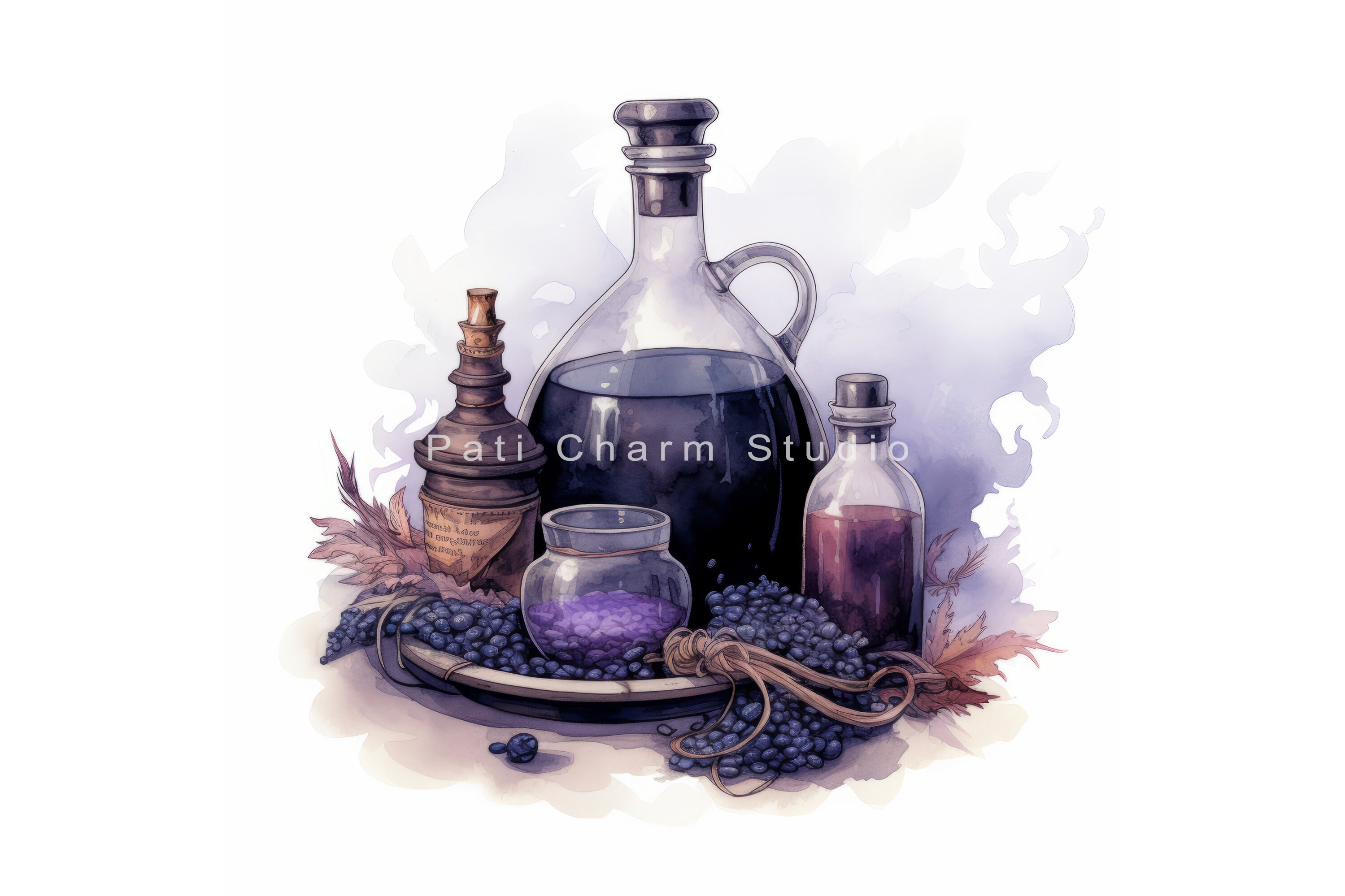 Alchemy Clipart Bundle, Watercolor Magic Clipart, Witch Clipart ...